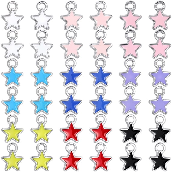 270Pcs 9 Colors Alloy Enamel Charms Star Charms Platinum Mixed Color 8 ...