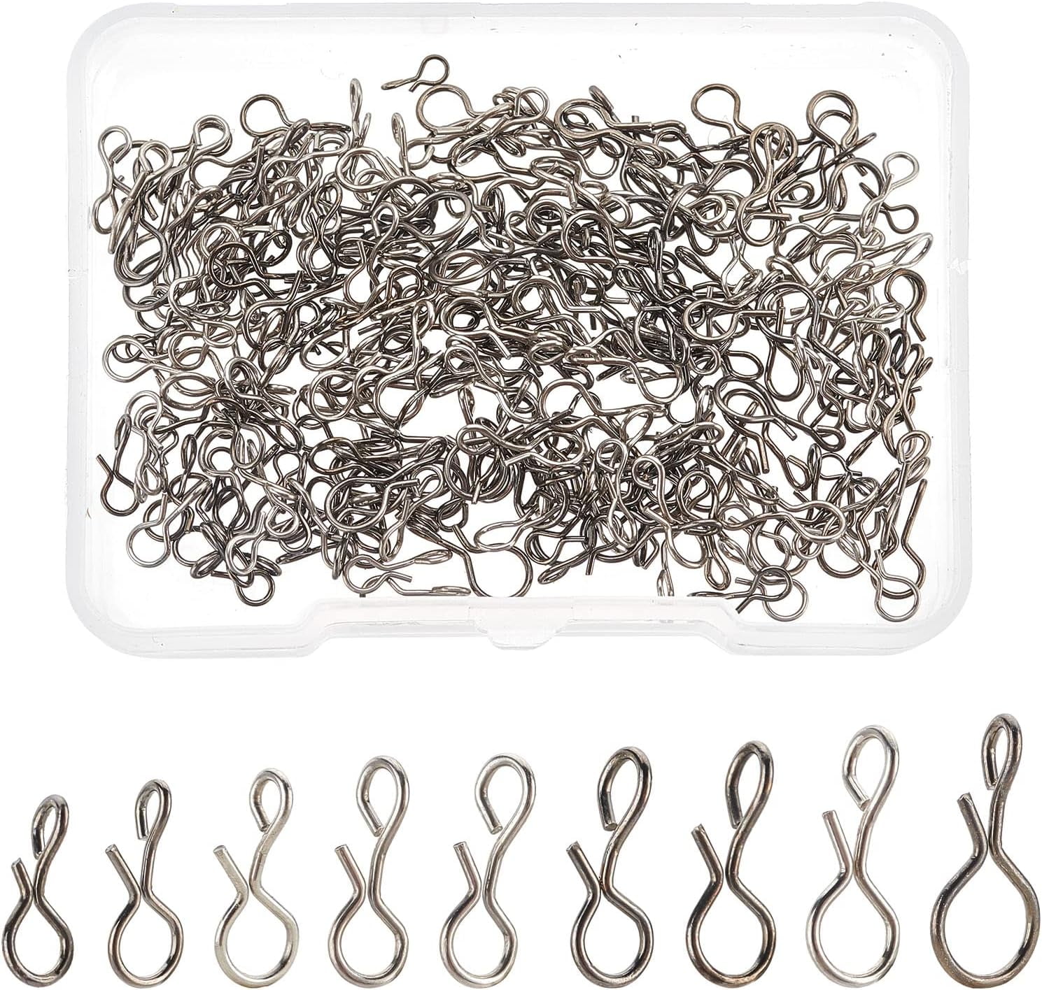 270Pcs 9 Sizes 304 Stainless Steel Fishing Snap Hooks Fast Change Hook ...
