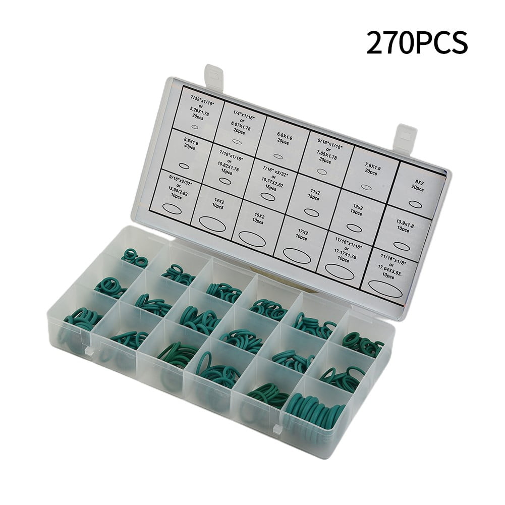 270Pcs O-Ring Set for Car Air Conditioning Repair, 18 Sizes HNBR Rubber ...