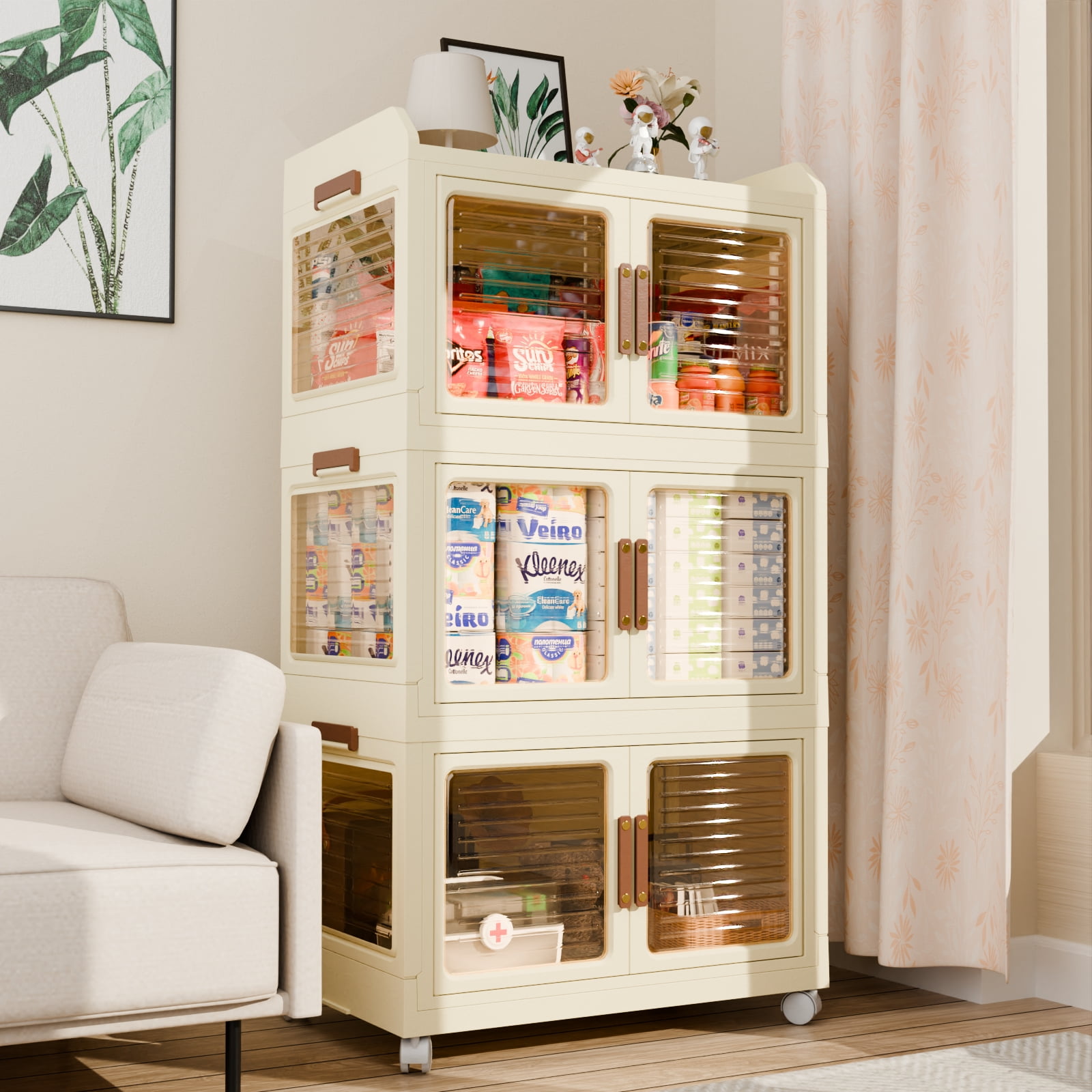 270Qt Storage Bins with Lids and Wheels, HONEIER 3 Pack Plastic ...