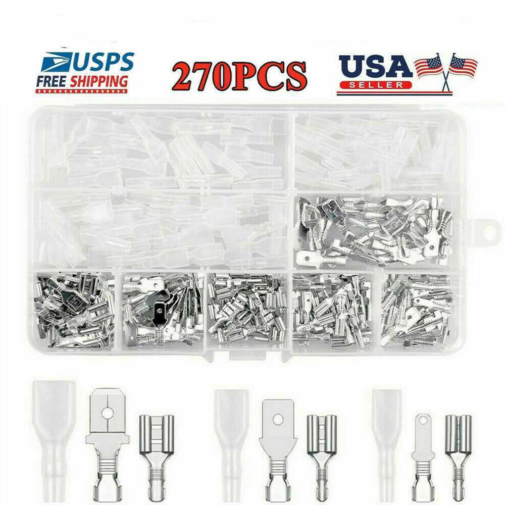 270X Assortment Terminals Kit Electrical Wire Crimp Connectors Male ...