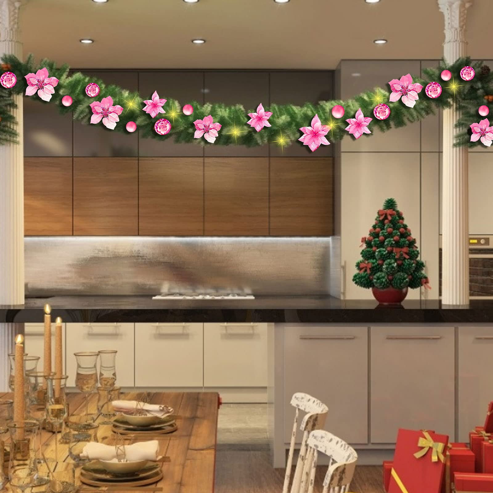 270cm Christmas Garland, Christmas Garland with Lights, Outdoor ...
