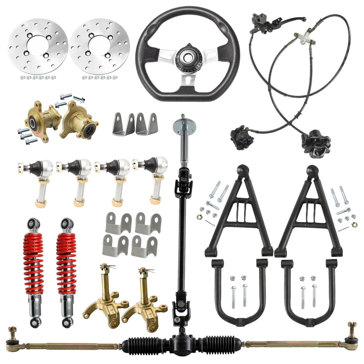 270mm Steering Wheel Steering Kit Gear Rack Pinion Shaft Set + Front ...