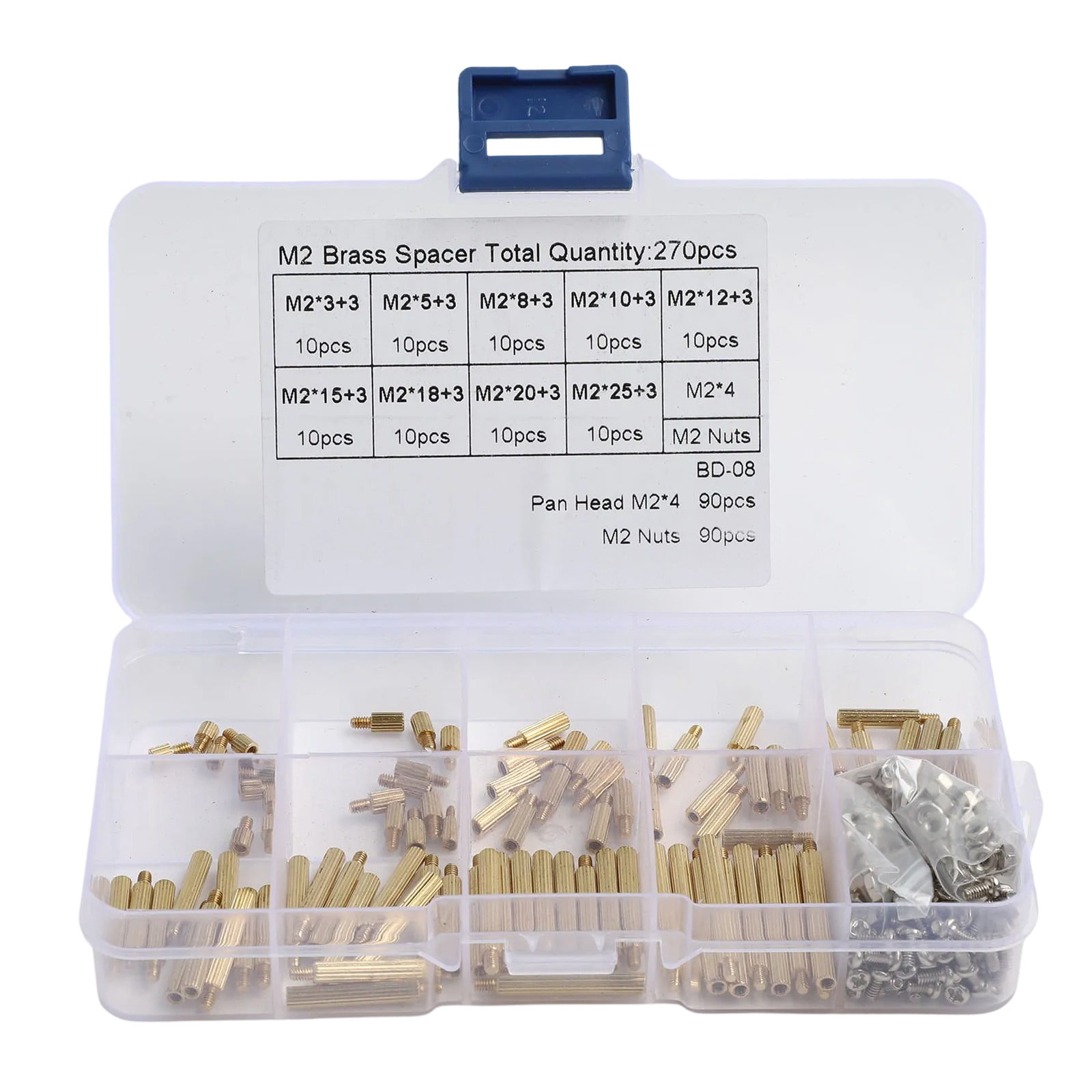 270pcs M2 Brass Standoff Screw Nut Kit with Stainless Steel Screws and ...