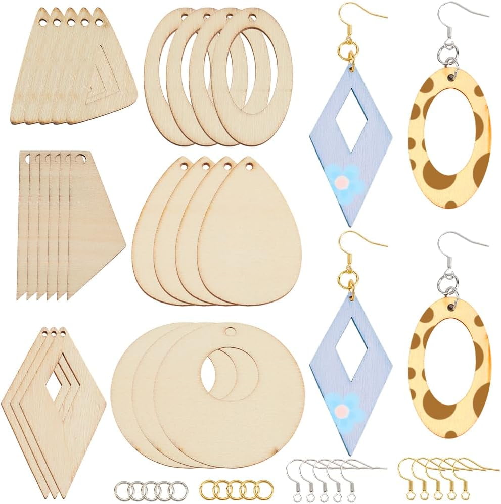 272Pcs Wood Earrings Kit Unfinished Wooden Earrings Blank Large ...