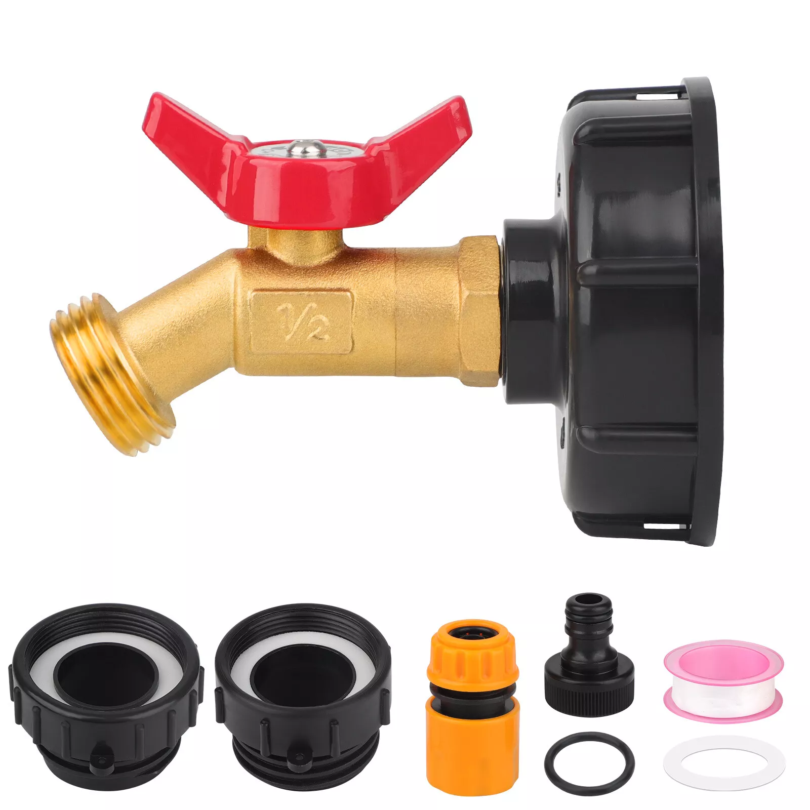 275-330 Gal IBC Tote Water Tank Adapter 3 Size Brass Hose Faucet Valve ...