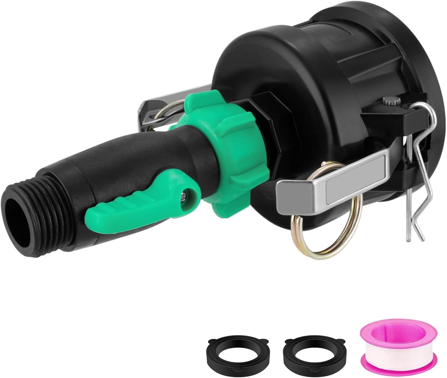 275 330 Gallon IBC Tote Fittings with 180 Degree Hose Elbow Shut Off ...