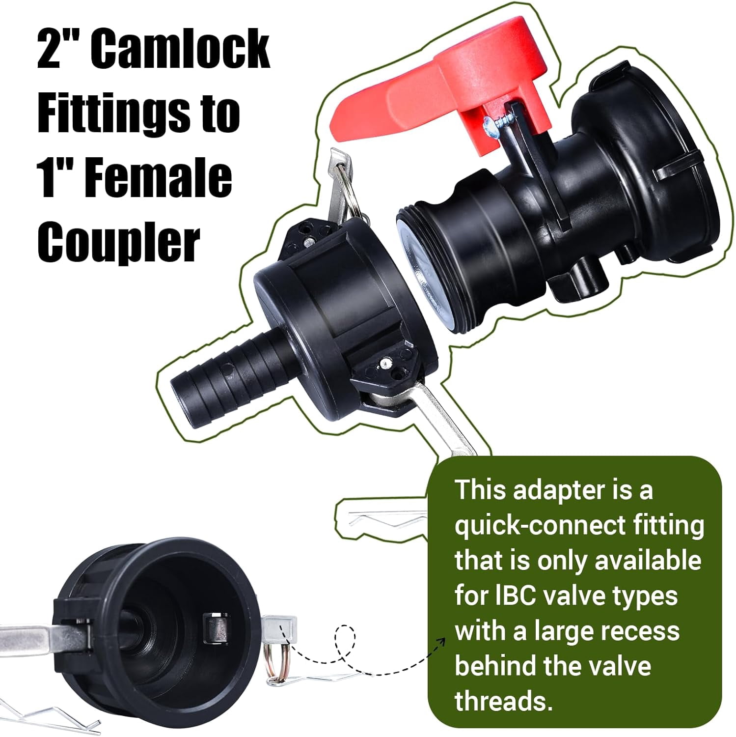 275 330 Gallon IBC Tote Fittings, Cam Lock Fitting, Tank Drain Adapter ...