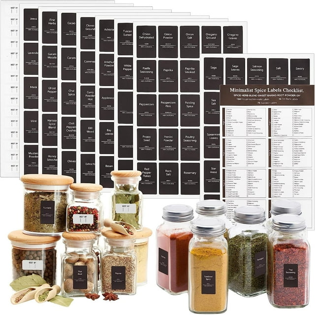 275 Pcs Spice Jar Labels Kitchen Labels for Jars Pre-Printed Pantry ...