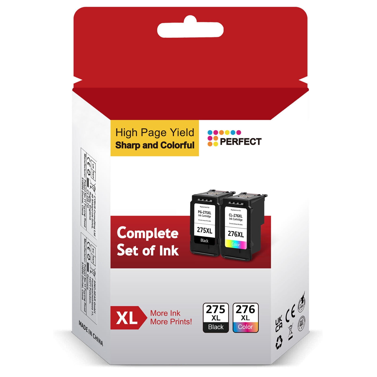 275XL 276XL High Yield Ink Cartridge Replacement for Canon 275 276 Ink ...