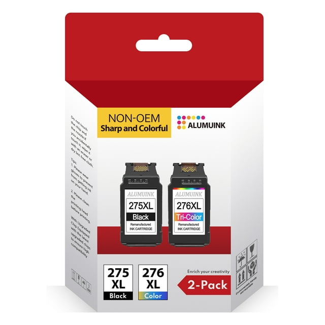 275XL 276XL Ink Cartridge 2 Pack Black/Tri-Color Replacement for Canon TS3520 TS3522 Printer Ink ...