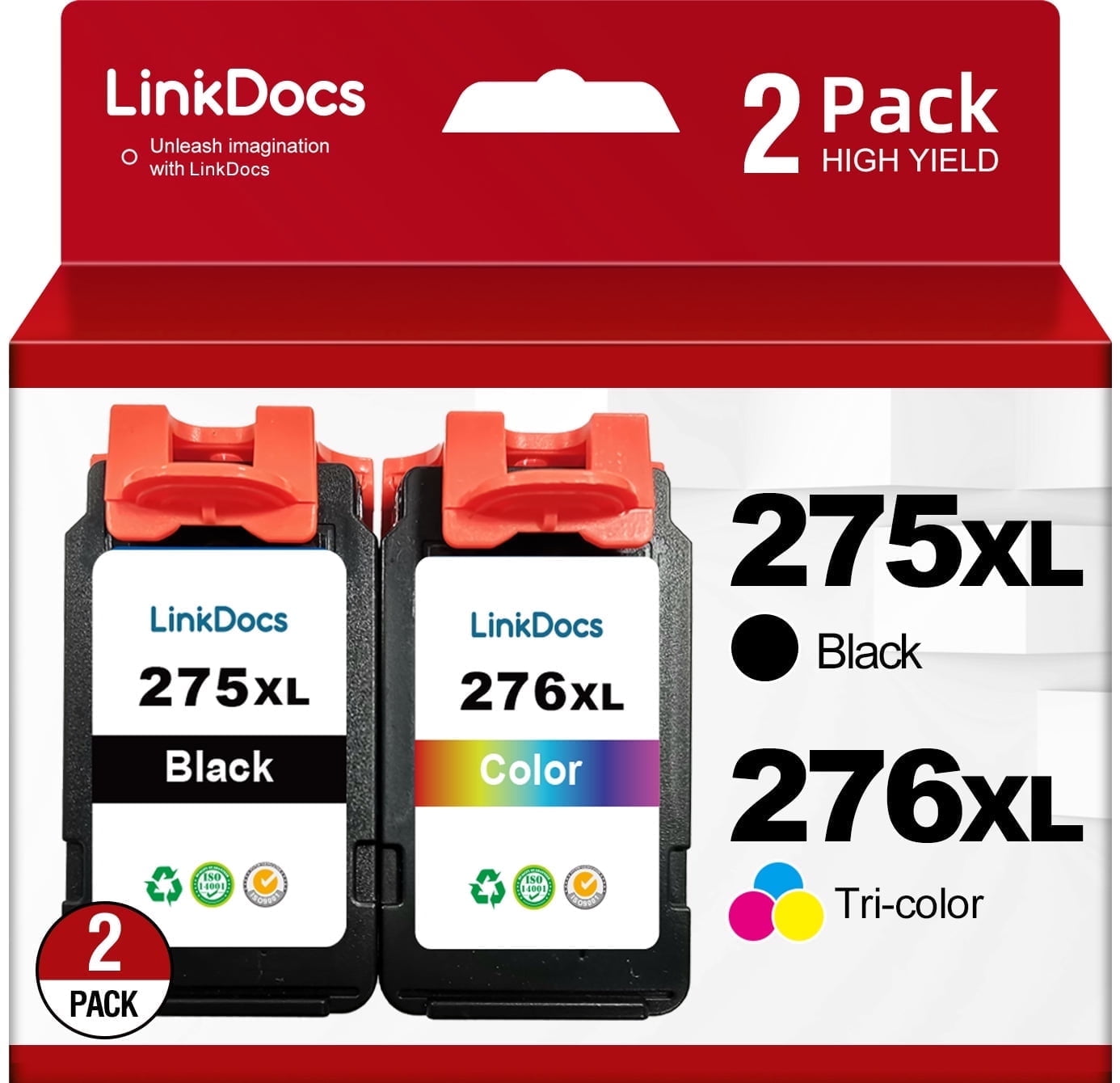 LinkDocs 275XL 276XL High Yield Ink Cartridge, Black and Tri-Color, Compatible with Canon PIXMA ...