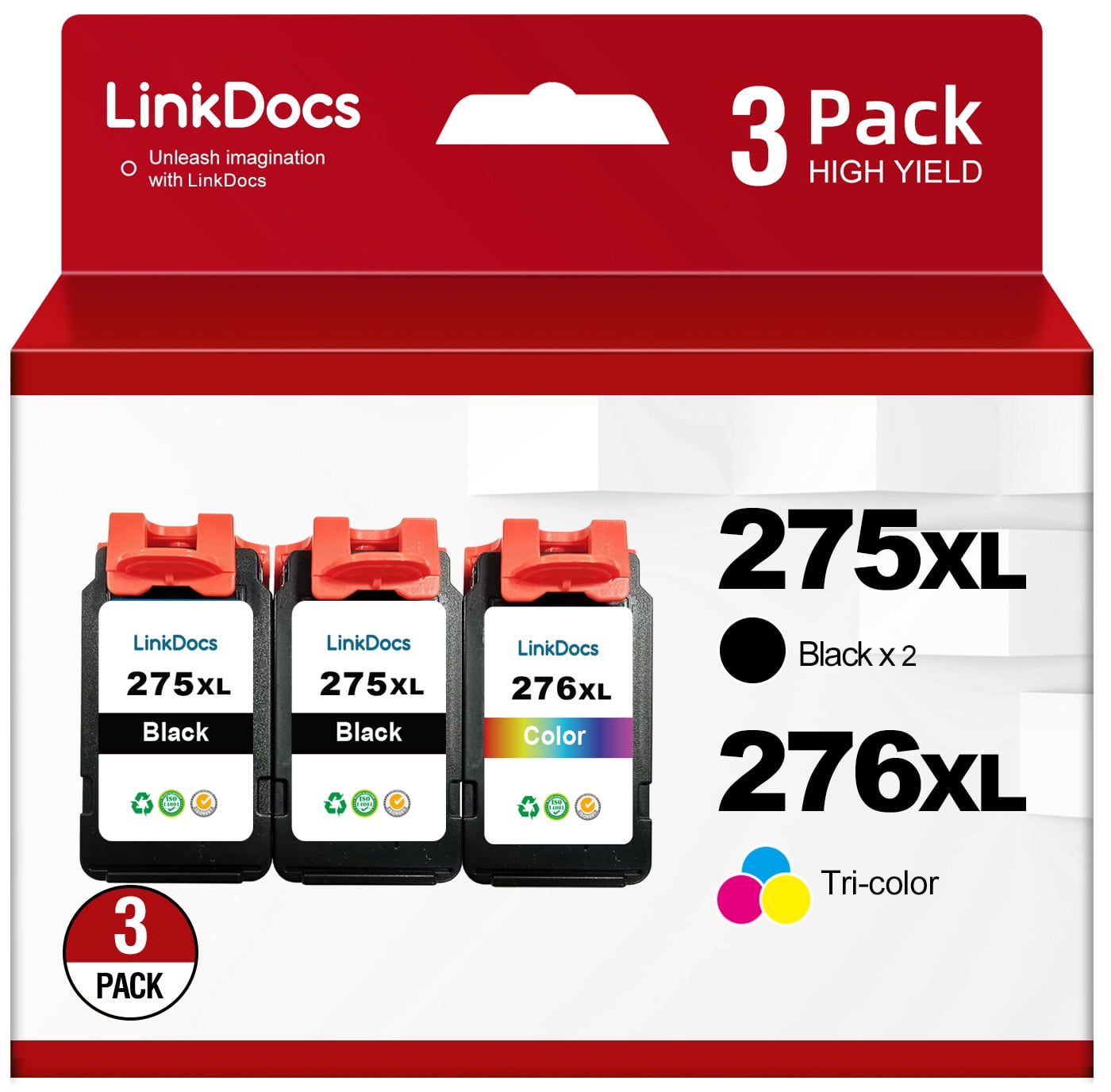 LinkDocs 275XL 276XL Ink Cartridge Combo for Canon PIXMA TS3520, TS3522 ...