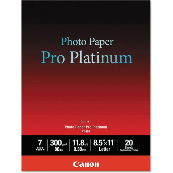 2768B022 Photo Paper Pro Platinum, 8.5 x 11 Inches, 20 Sheets - Walmart.com