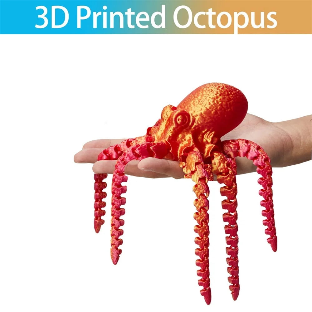 27CM 3D Printed Octopus Figurine with Flexible Joints For Home Office ...