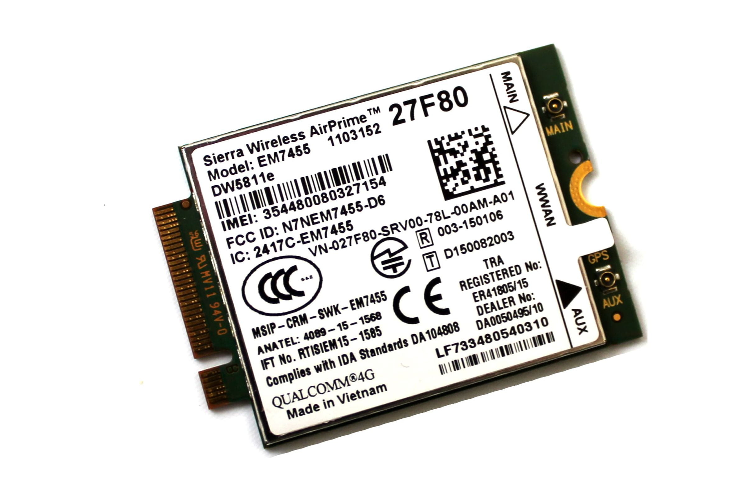 27F80 Dell Genuine OEM Sierra Wireless AirPrime EM7455 4G Wireless Card ...