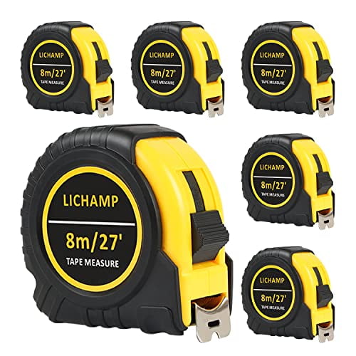 27FT/8M SAE and Metric Tape Measure 6 Pack, Retractable and Easy Read ...