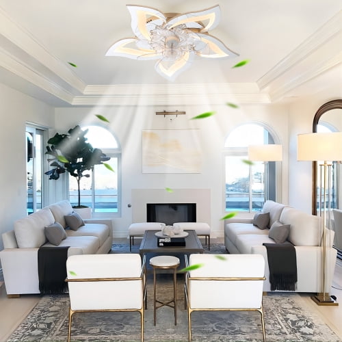 27Inches Ceiling Fan with Lights Remote Control Dimmable LED, 6 Gear ...