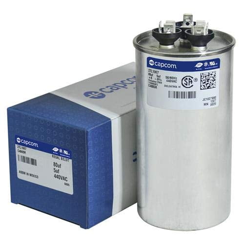 27L1067 - 80 + 5 uf MFD 440 Volt VAC - GE Round Dual Run Capacitor ...