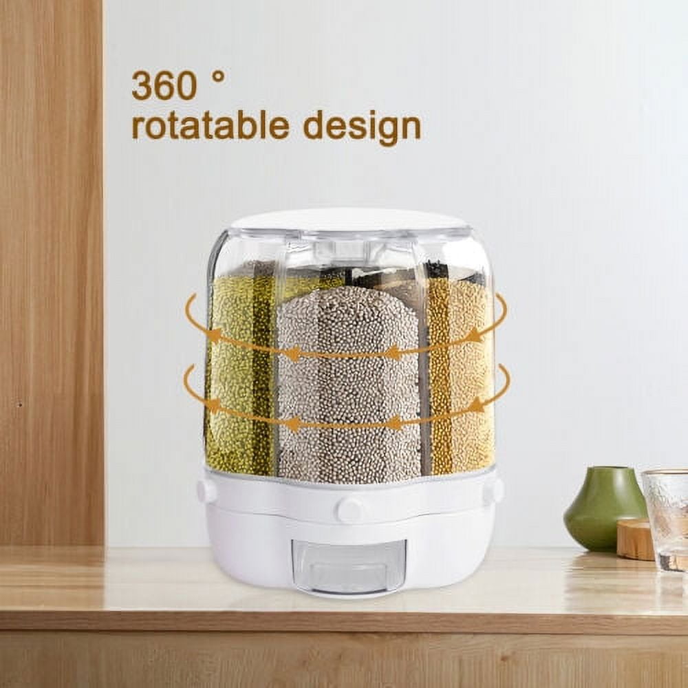 27LBS Large Rotating Storage Container 360° Food Grain Rice Dispenser ...