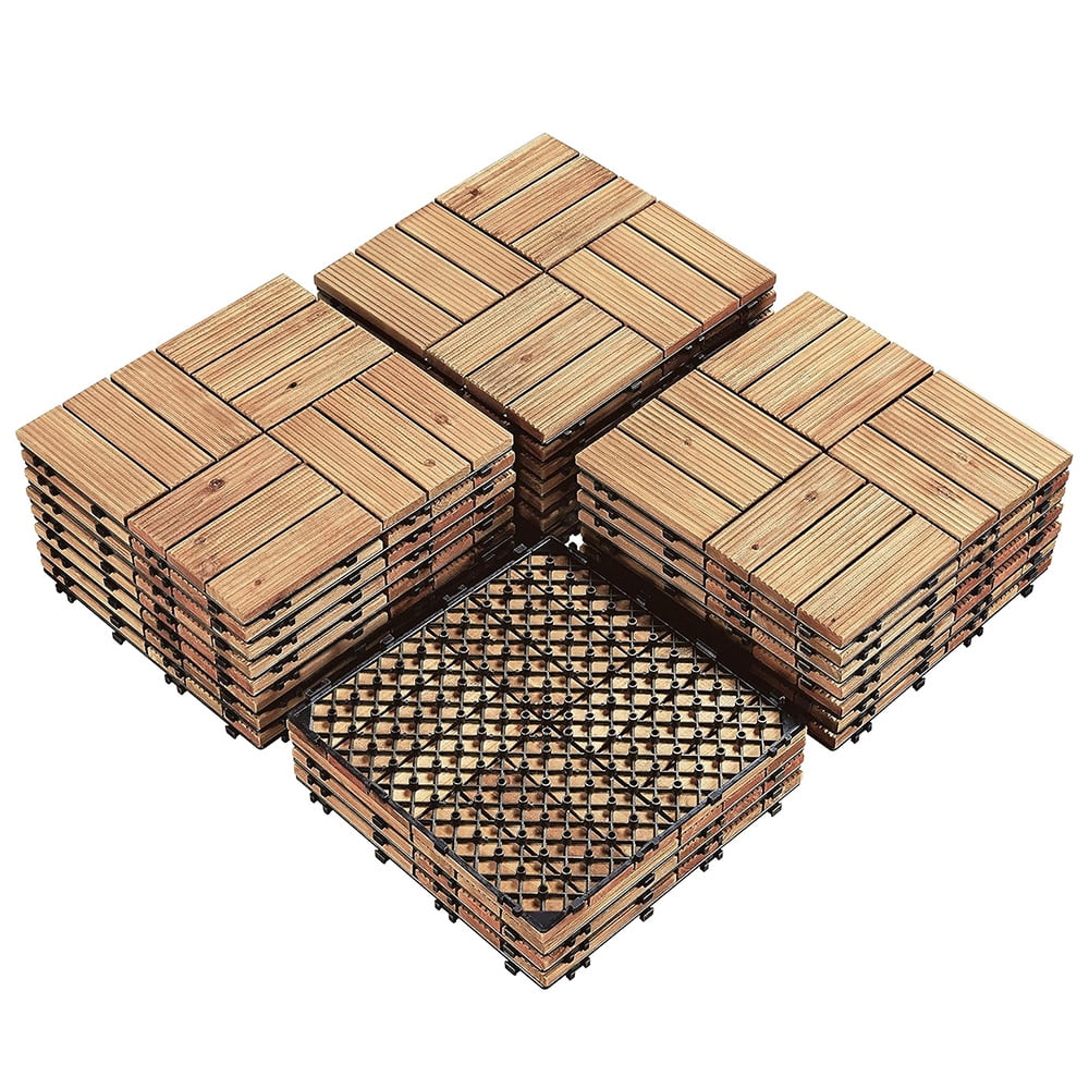 27PCS 12''x12'' Hardwood Deck Tiles, Versatile Interlocking Patio Deck ...