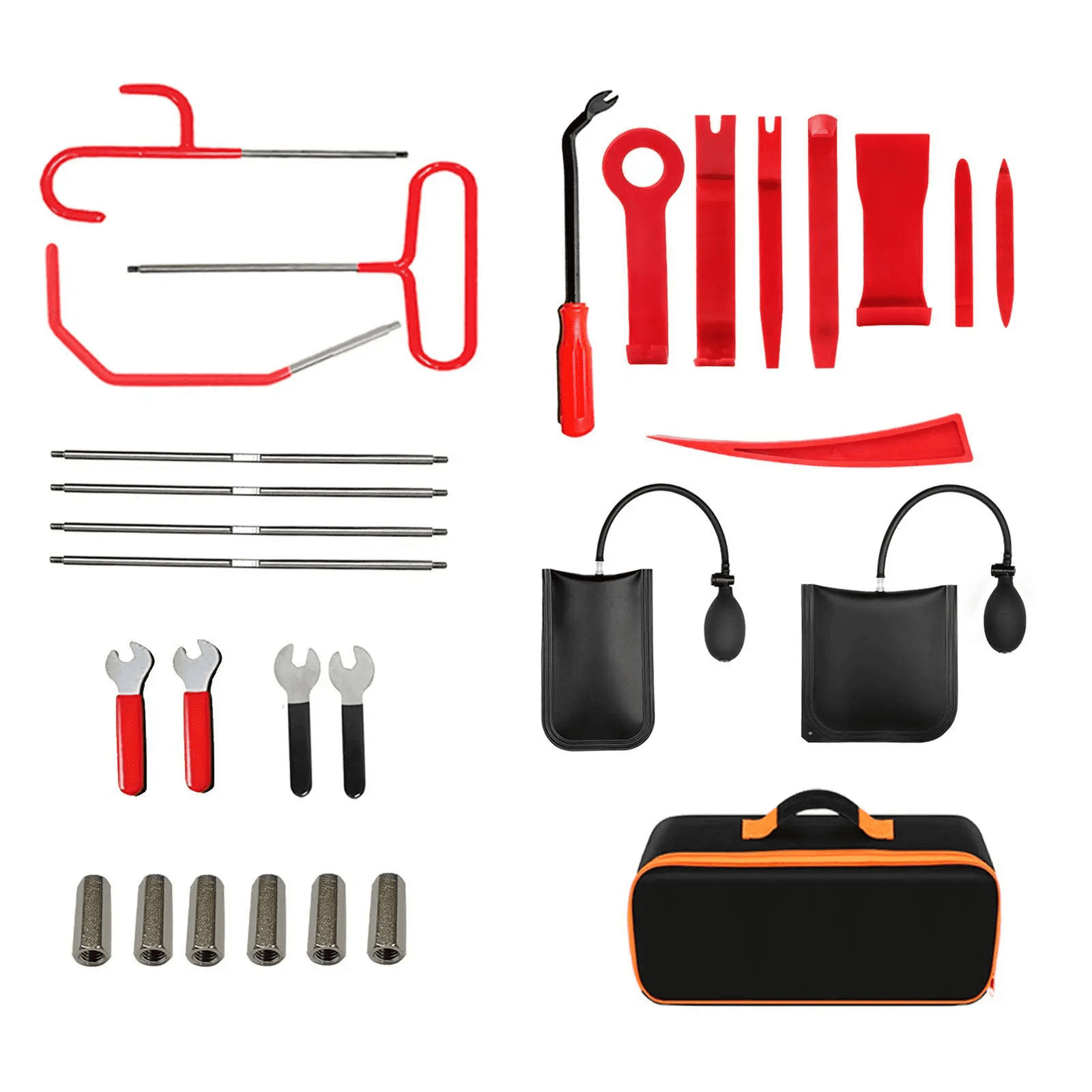 27PCS Car Tool Kit with 59-inch Long Reach Tool Air Wedge Bags for Car Door and Home Window Use ...
