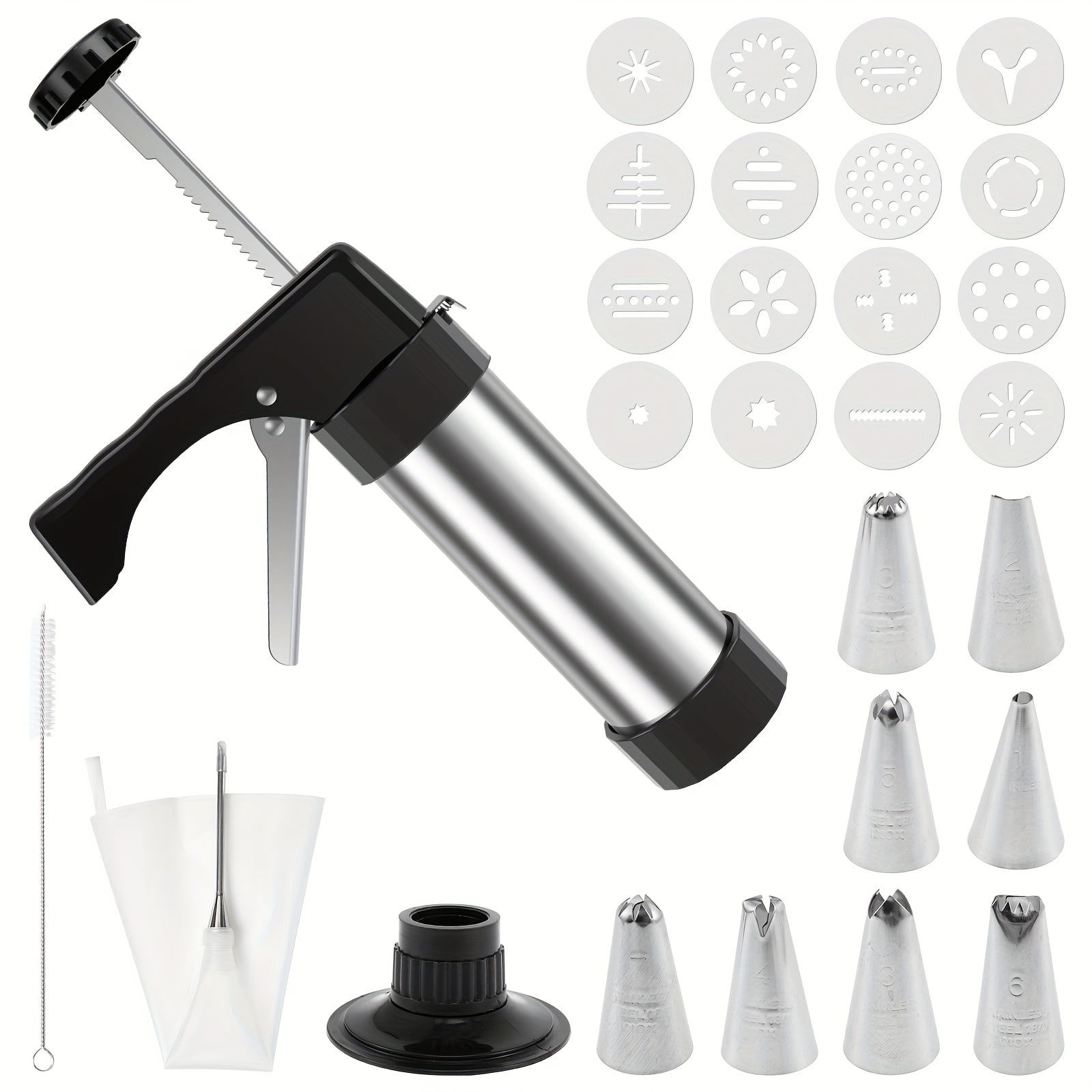 27PCS Cookie Press Kit with 16 slices, 8 nozzles, 2 Cleaning, Cookie ...