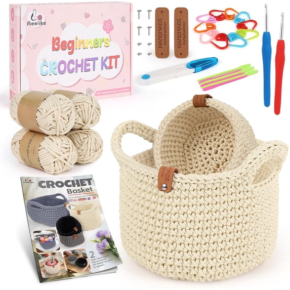27PCS Crochet Basket Kit for Beginners (L&S), Complete Crochet Kit ...