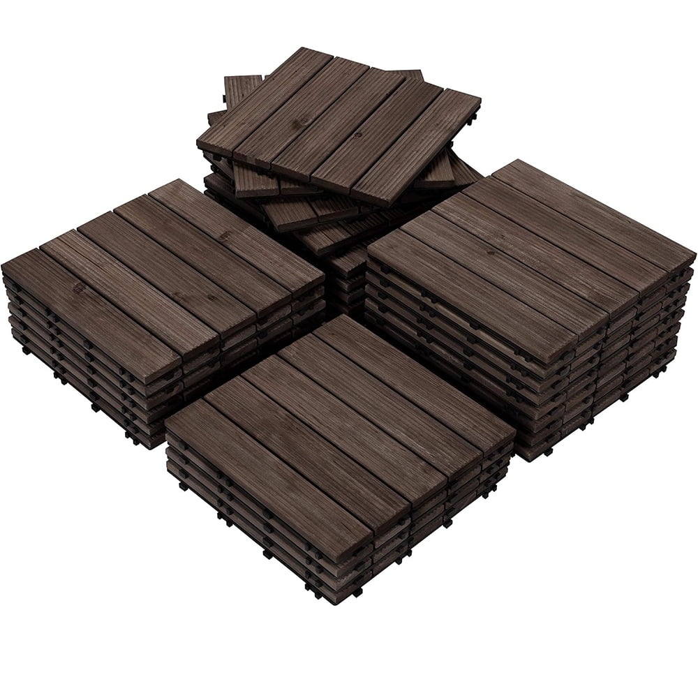 27PCS Interlocking Patio Deck Tiles Outdoor Flooring with Interlocking ...