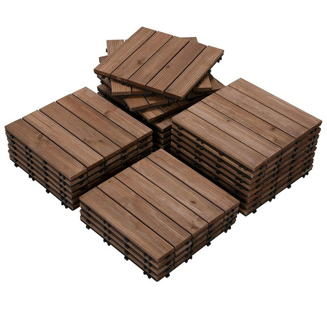 27PCS Interlocking Patio Deck Tiles Outdoor Flooring with Interlocking ...