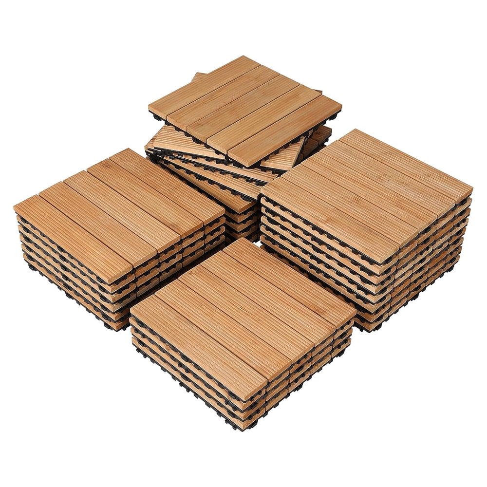 27PCS Interlocking Patio Deck Tiles Outdoor Flooring with Interlocking ...