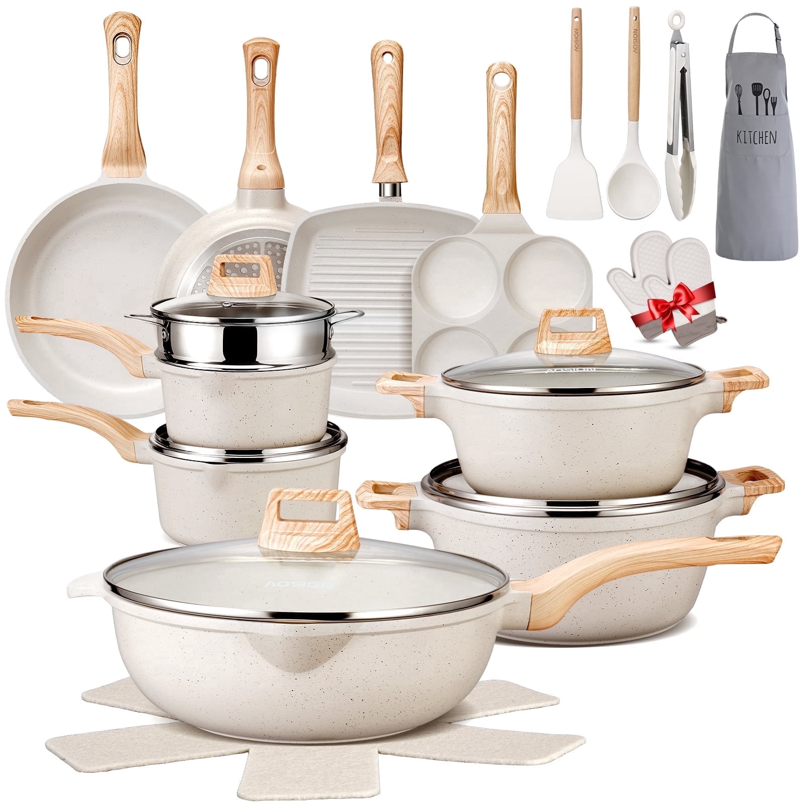 27PCS Pots and Pans Set, Nonstick Ceramic Cookware Set, Healthy Kitchen ...