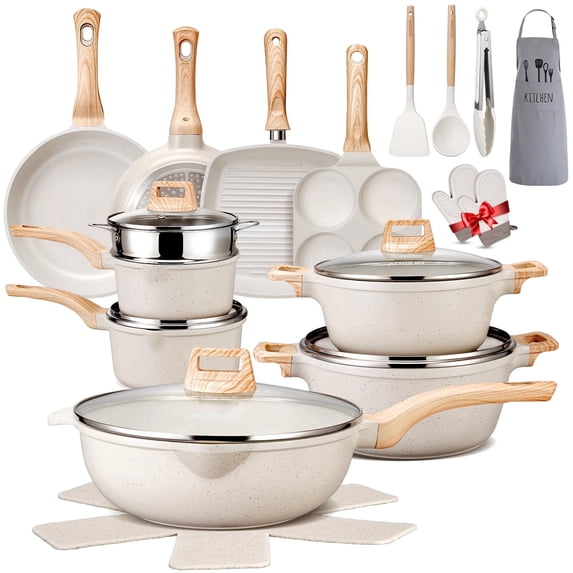 27PCS Pots and Pans Set, Nonstick Ceramic Cookware Set, Healthy Kitchen ...