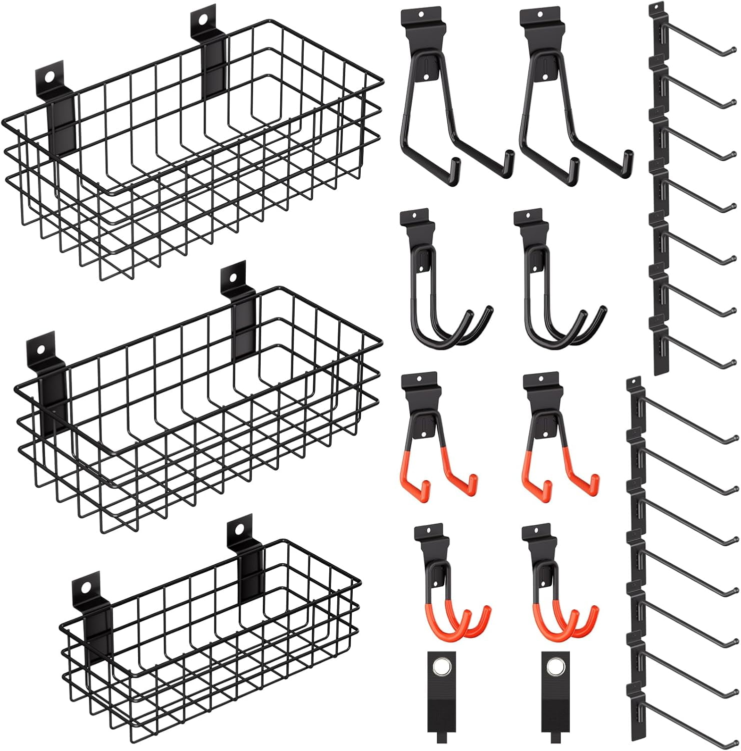 27PCS Slatwall Accessories Kit, Includes 3 Pack Ventilated Metal Wire ...