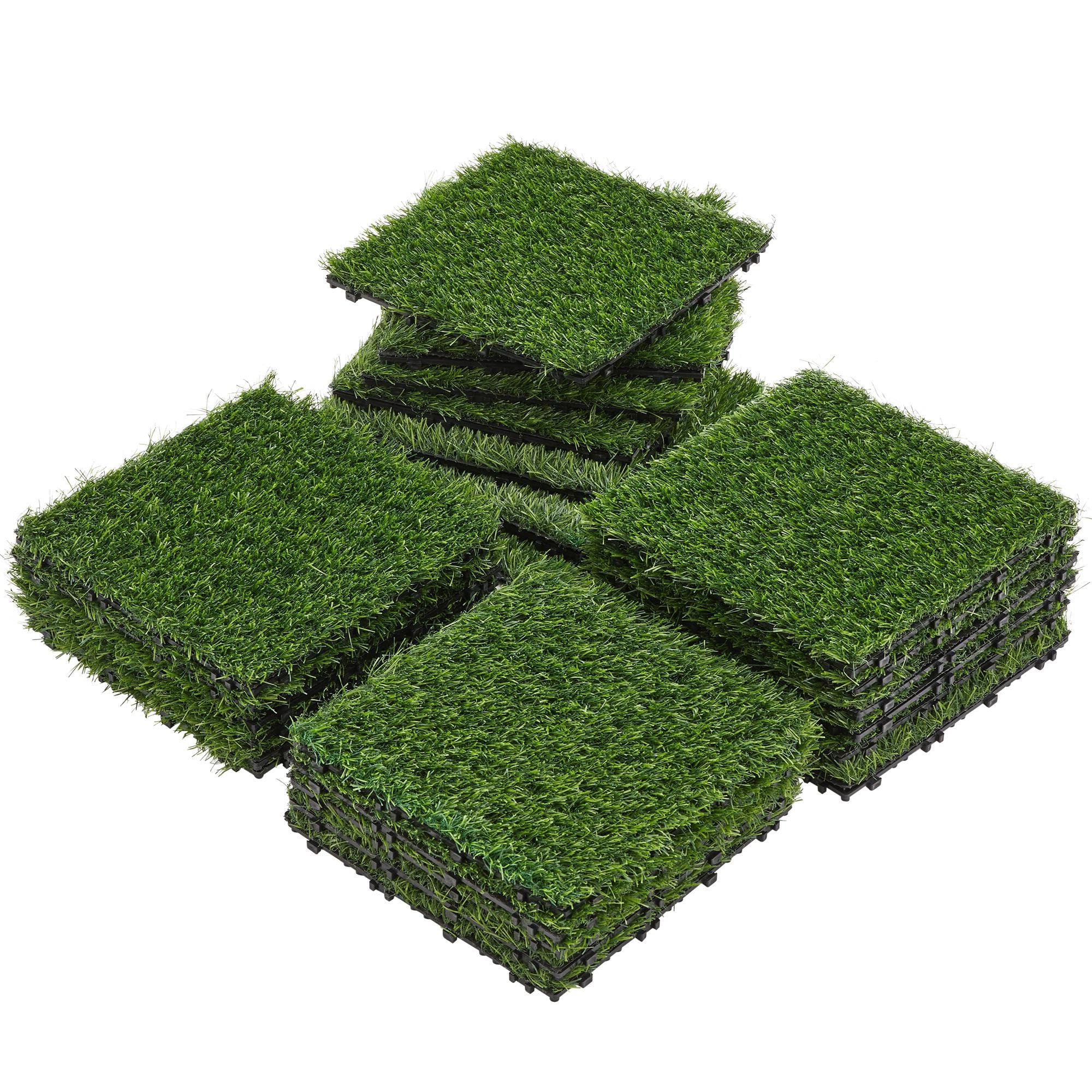Interlocking Artificial Grass 27PCS, Non-Fading PE Turf Mats for ...