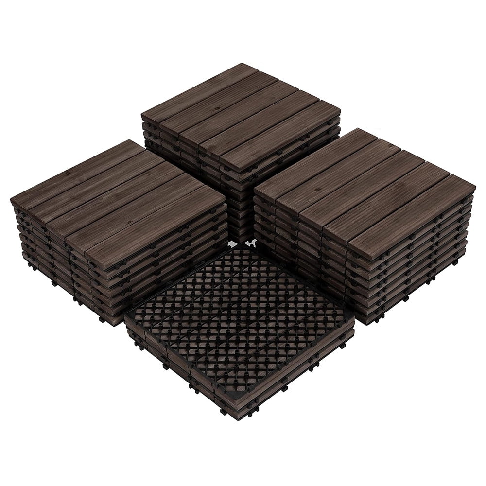27PCS Wood Flooring Tiles Interlocking Patio Deck Tiles Blocks Indoor ...
