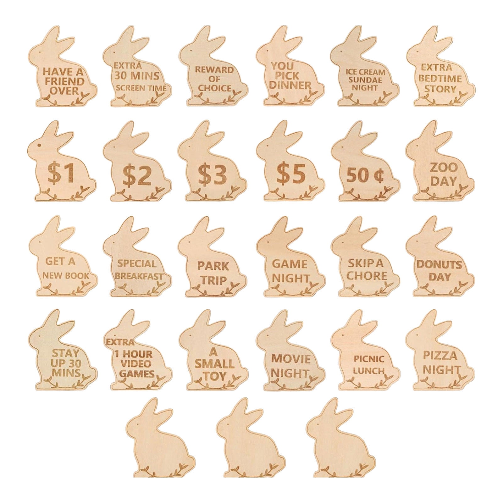 27PCS Wooden Easter Egg Reward Tokens, Family Easter Egg Basket Fillers ...