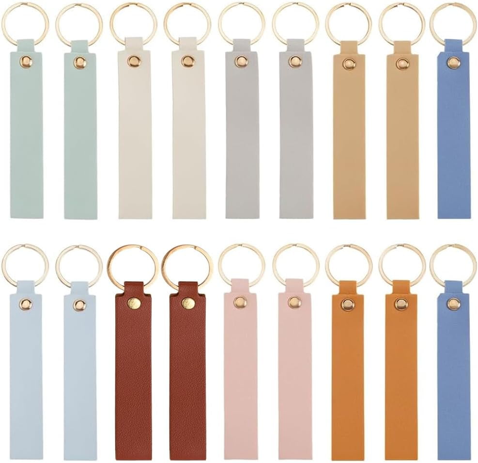 27Pcs 9 Colors 13.7cm Keychain Blanks Leather Key Chains Bulk Light ...