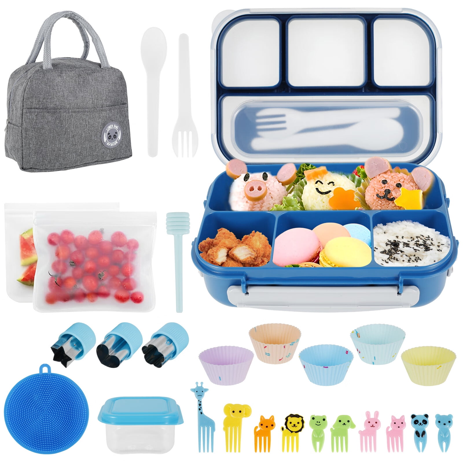 27Pcs Bento Box Lunch Box Kit Reusable Bento Lunch Box Set 1300ml Lunch ...