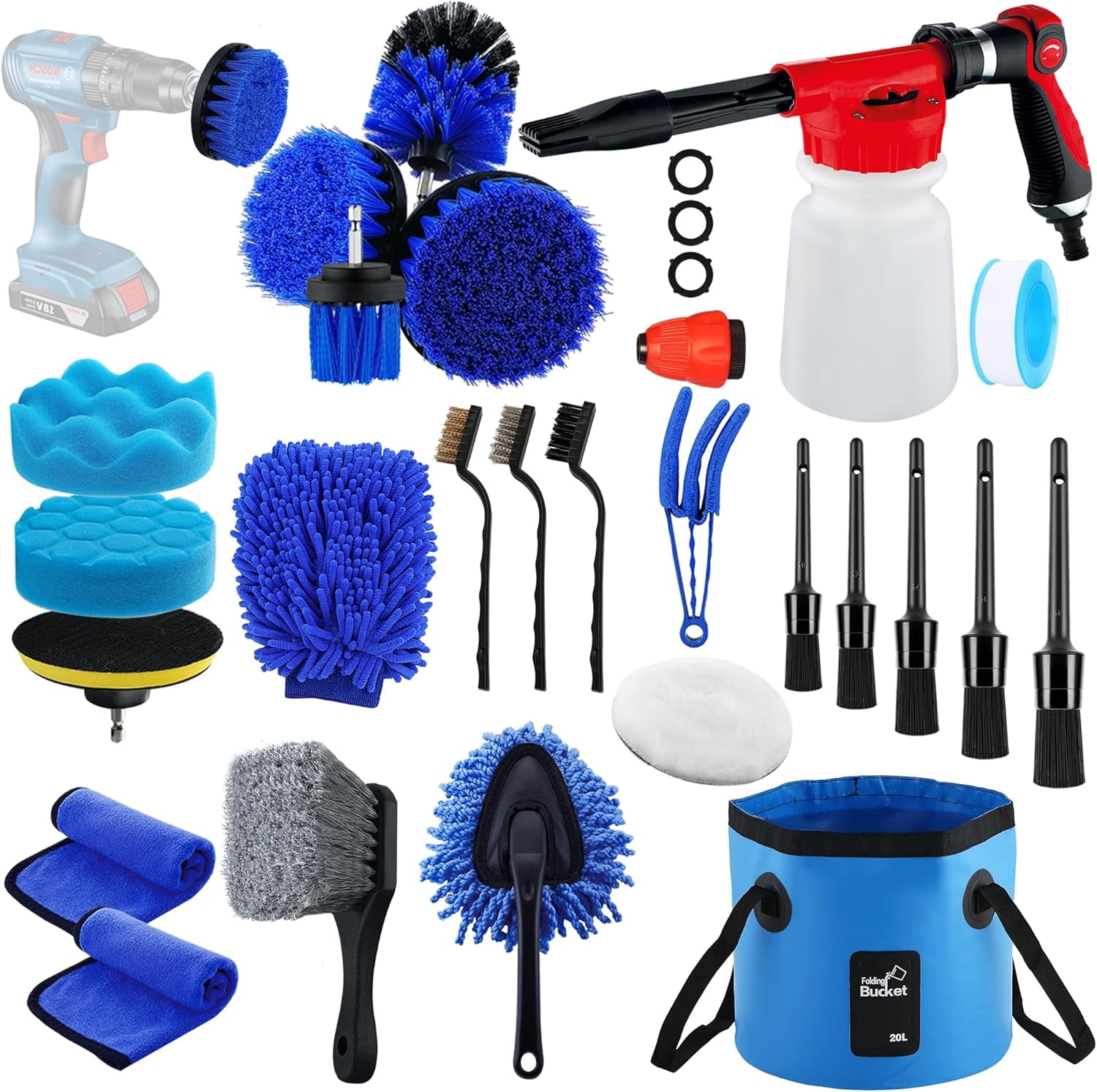 27Pcs Car Wash Cleaning Kit with Foam Gun, Car Detailing Kit, Auto ...