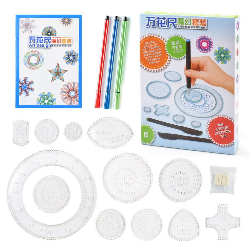 27Pcs Classic Gear Spirograph Design Set Magic Geometric Ruler Stencils ...
