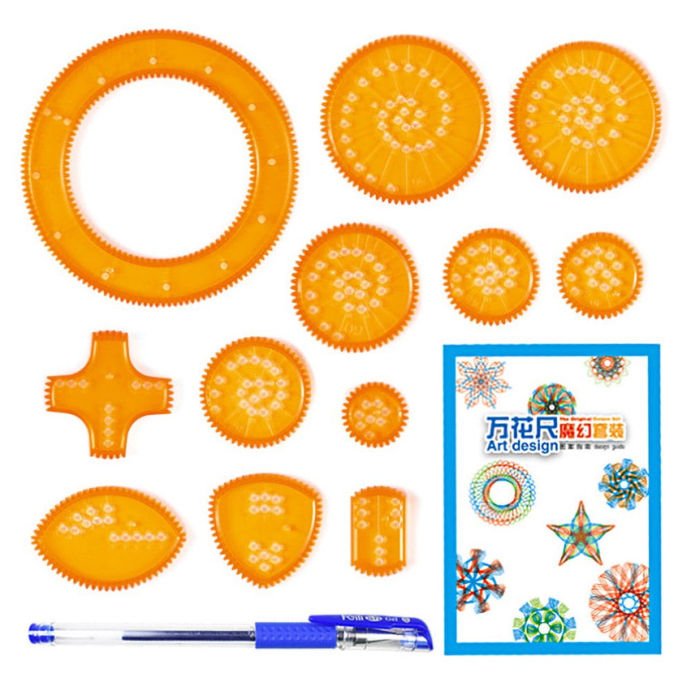 27Pcs Classic Gear Spirograph Design Set Magic Geometric Ruler Stencils ...