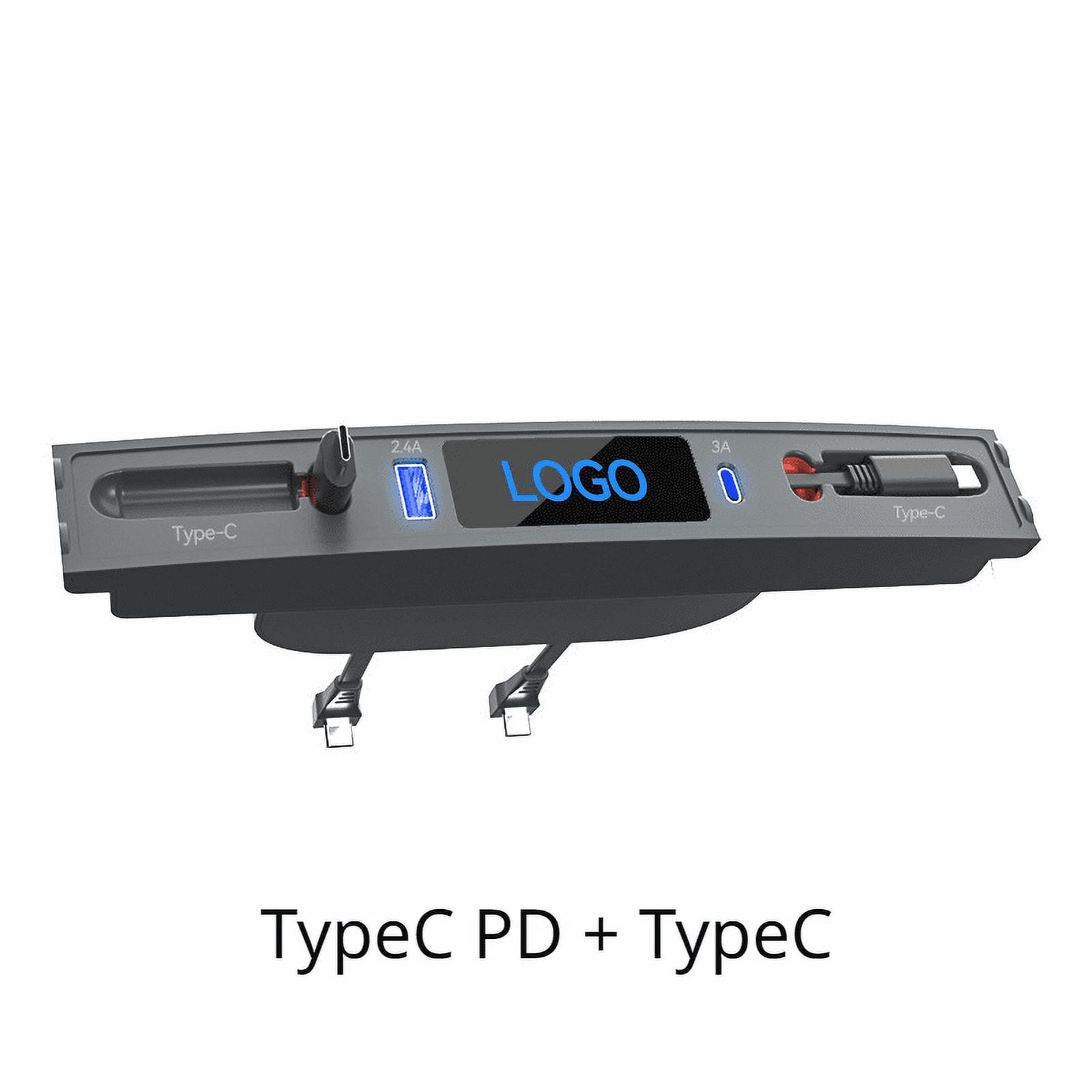 27W PD Hub Quick Charger LED Display Shunt Hub Expansion Center Console ...