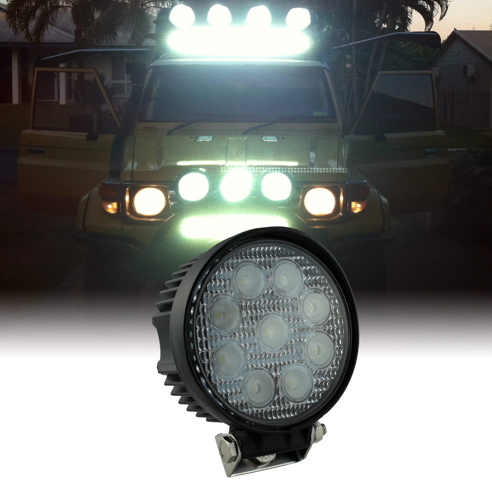 27W Round Flood LED Off Road Work Light for UTV/Jeep/Trucks/SUV/ATV ...