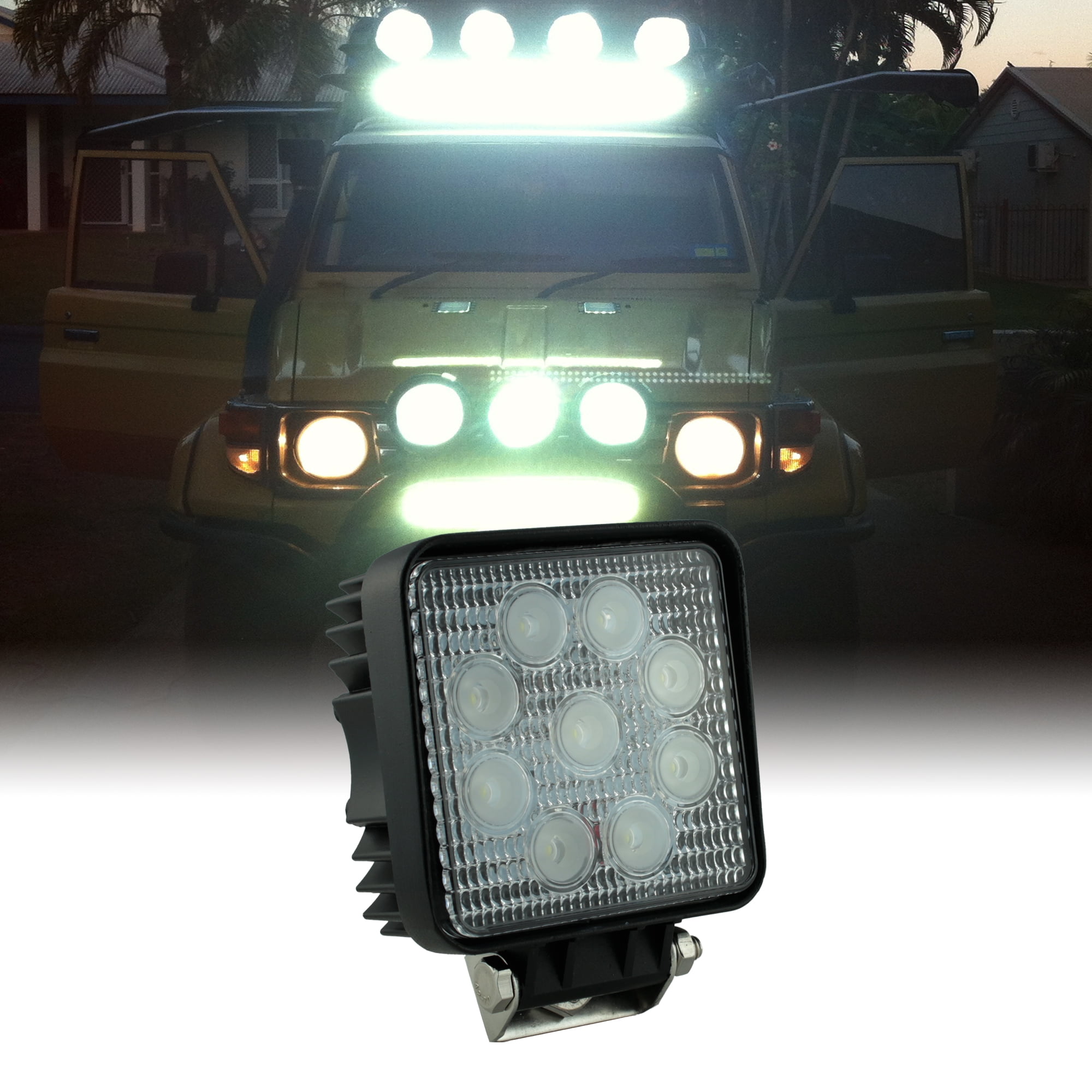 27W Square Flood LED Off Road Work Light for UTV/Jeep/Truck/SUV/ATV ...