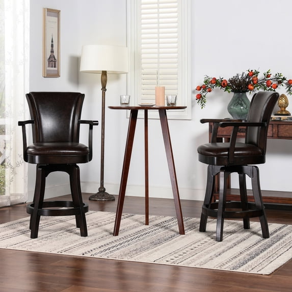 27in Brown Faux Leather Model - 360 Degree Swivel & Sturdy Armrests ...