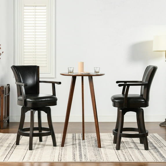 27in Swivel Bar Stool | High Backrest & Sturdy Armrests for Comfort | 360 Degree Swivel Function ...