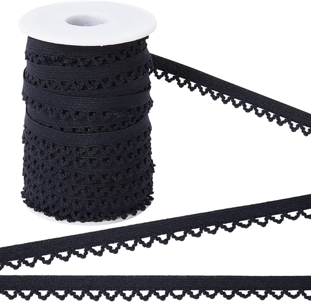 27m 11mm Wide Picot Loop Elastic Lingerie Lace Trim Frilly Spandex ...