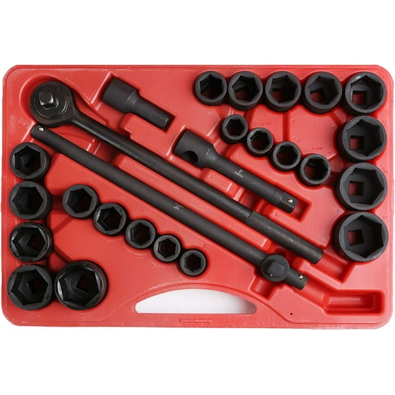 27pc Impact Socket Set 3/4" inch Drive Metric SAE Standard Automotive ...