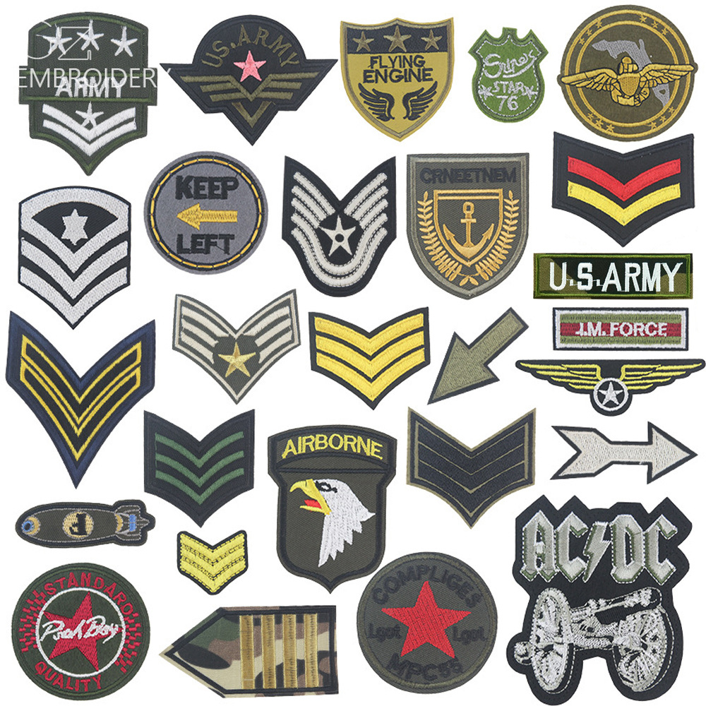27pcs Army Theme Embroidered Patch Set – Camouflage Military Style ...